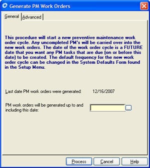 CMMS - Preventive Maintenance Work Order Task Scheduling