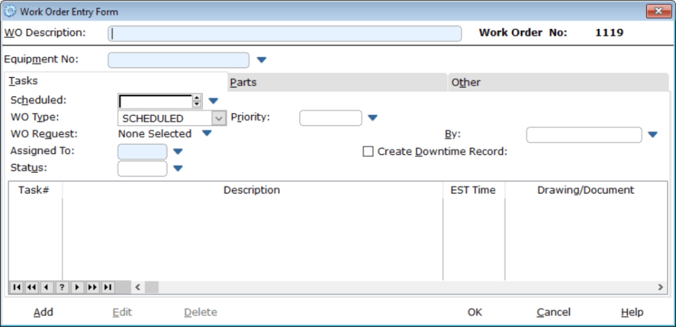 COGZ CMMS Software Non-Preventive Maintenance Work Order